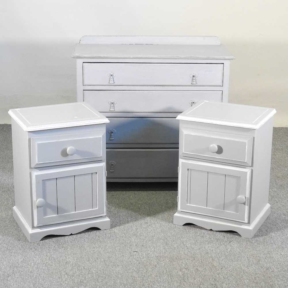 Lot 244 - A pair of painted bedside cabinets, 41cm