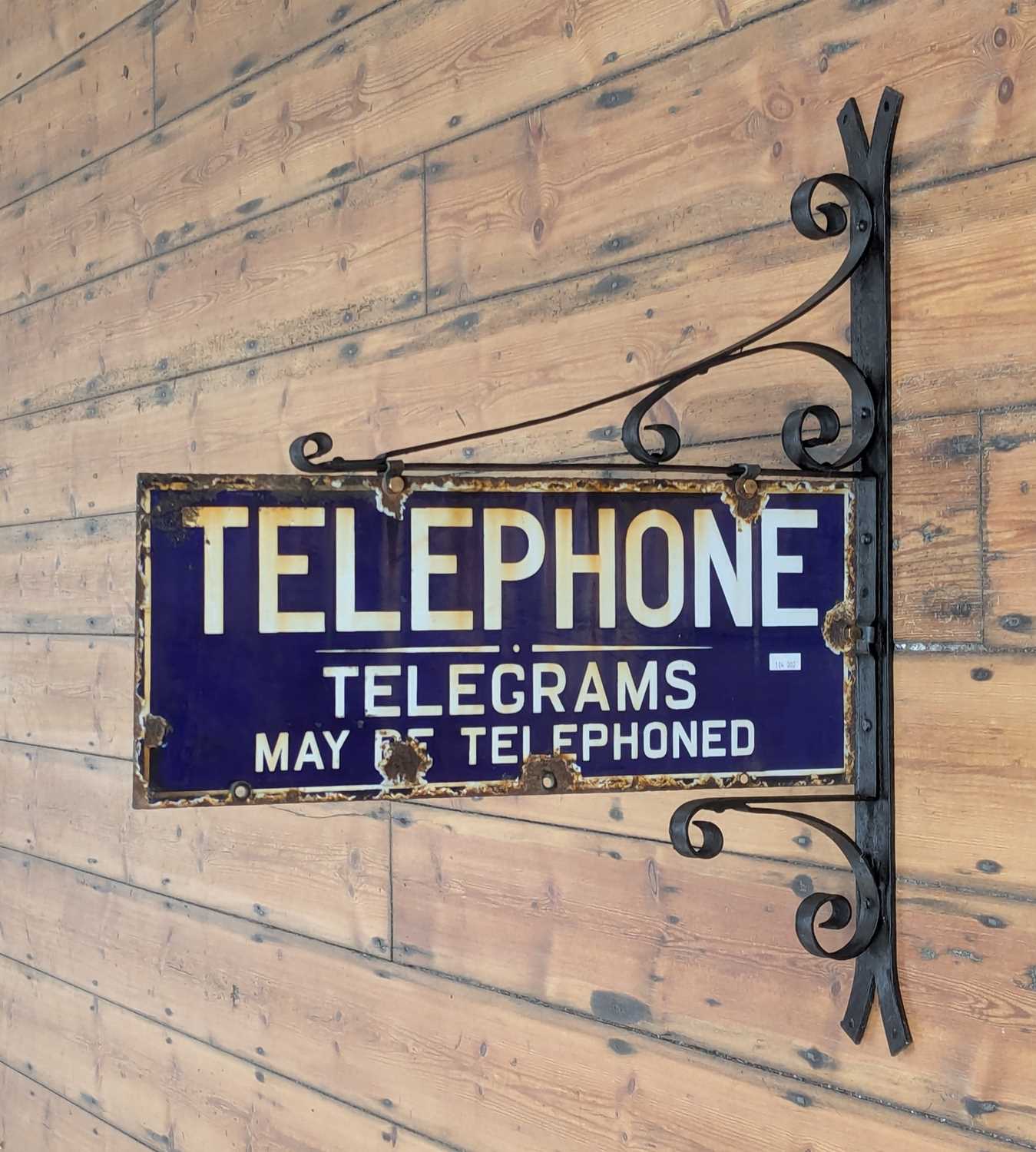 Lot 35 - A vintage enamel sign, inscribed Telephone,
