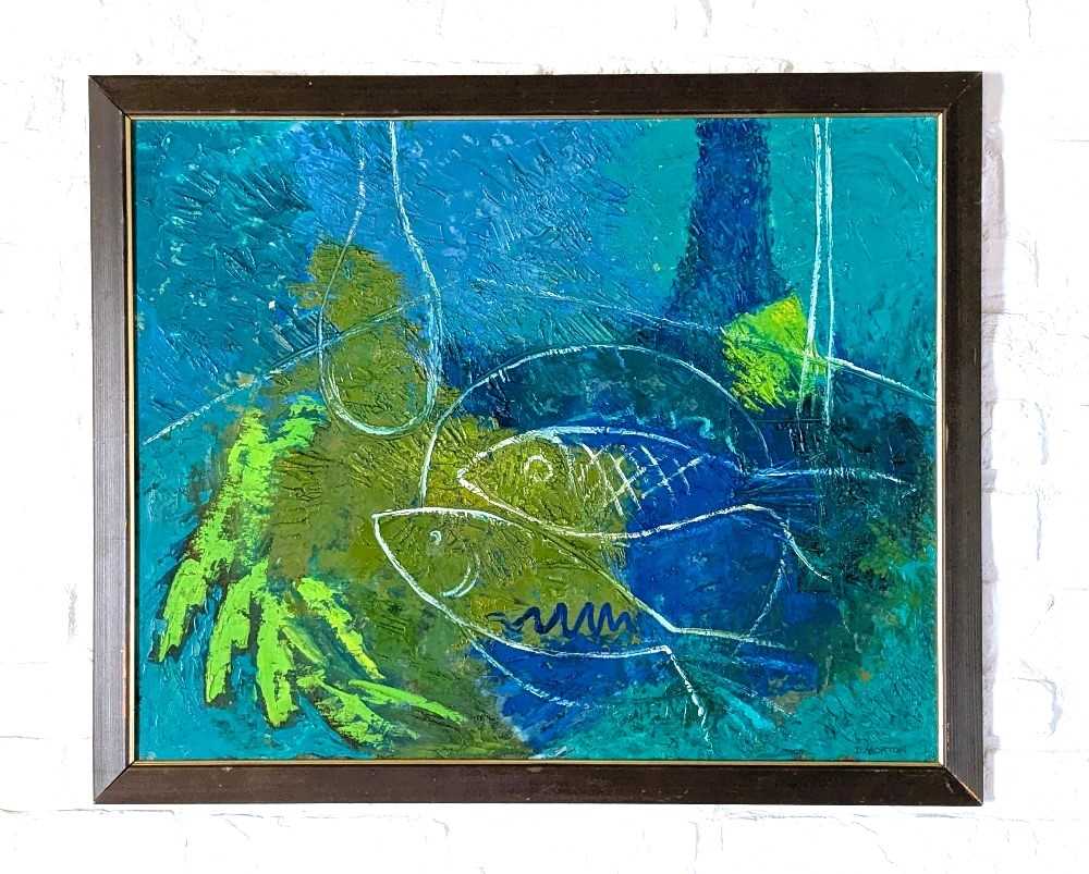 Lot 101 - D Morton, 20th century, Two fish, signed oil